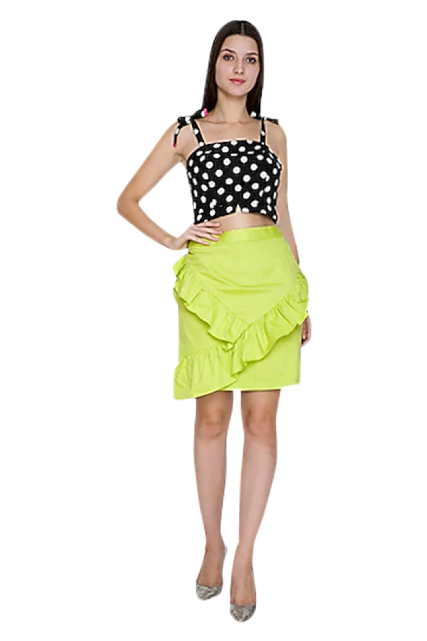 Buy Green Ruffle Skirt For Women by Three Piece Company Online at Aza ...