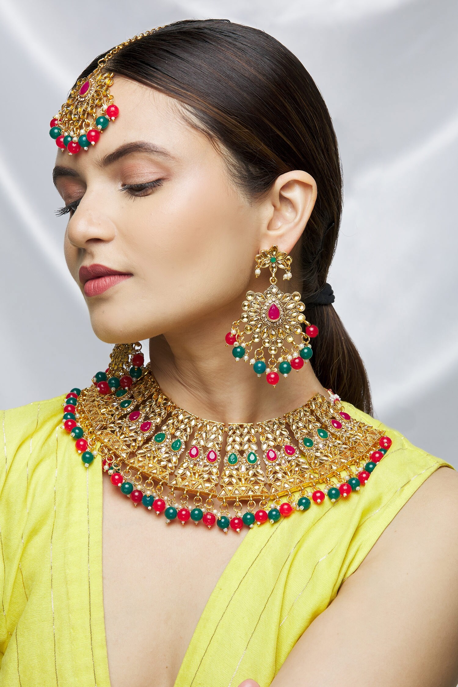 Buy Nayaab by Aleezeh Beaded Choker Jewellery Set Online | Aza Fashions