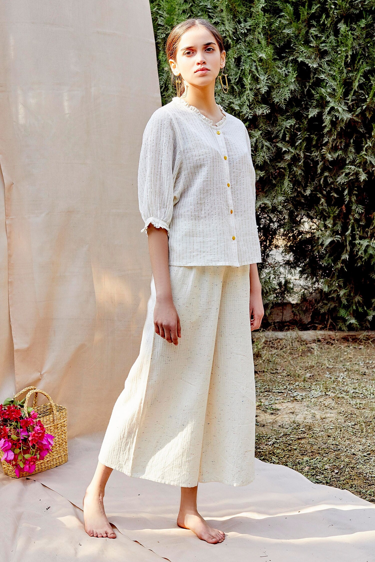 Buy TIC White Gypsy Striped Top Online | Aza Fashions