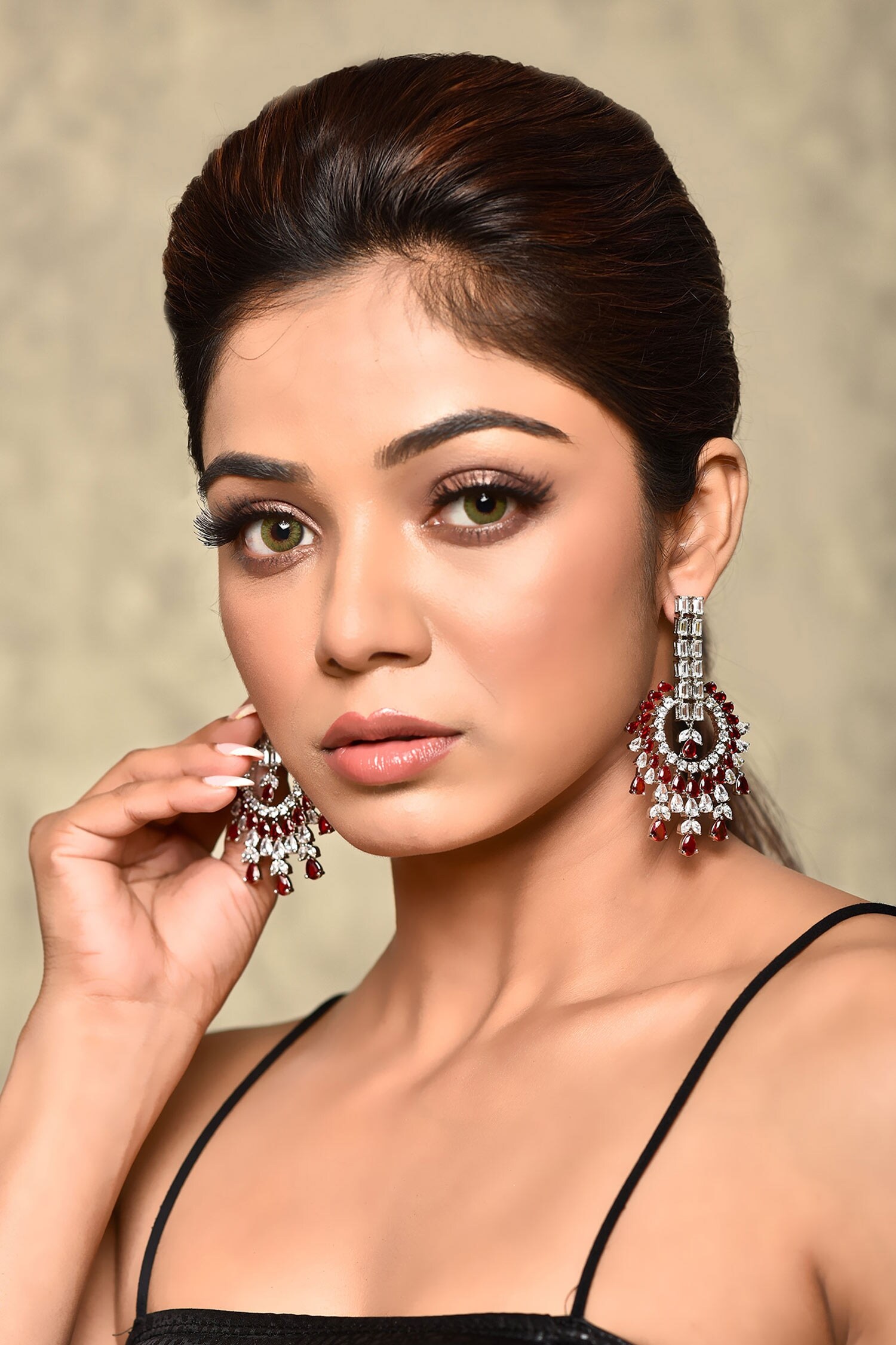 Buy Our Purple Studio Stone Embellished Dangler Earrings Online | Aza ...