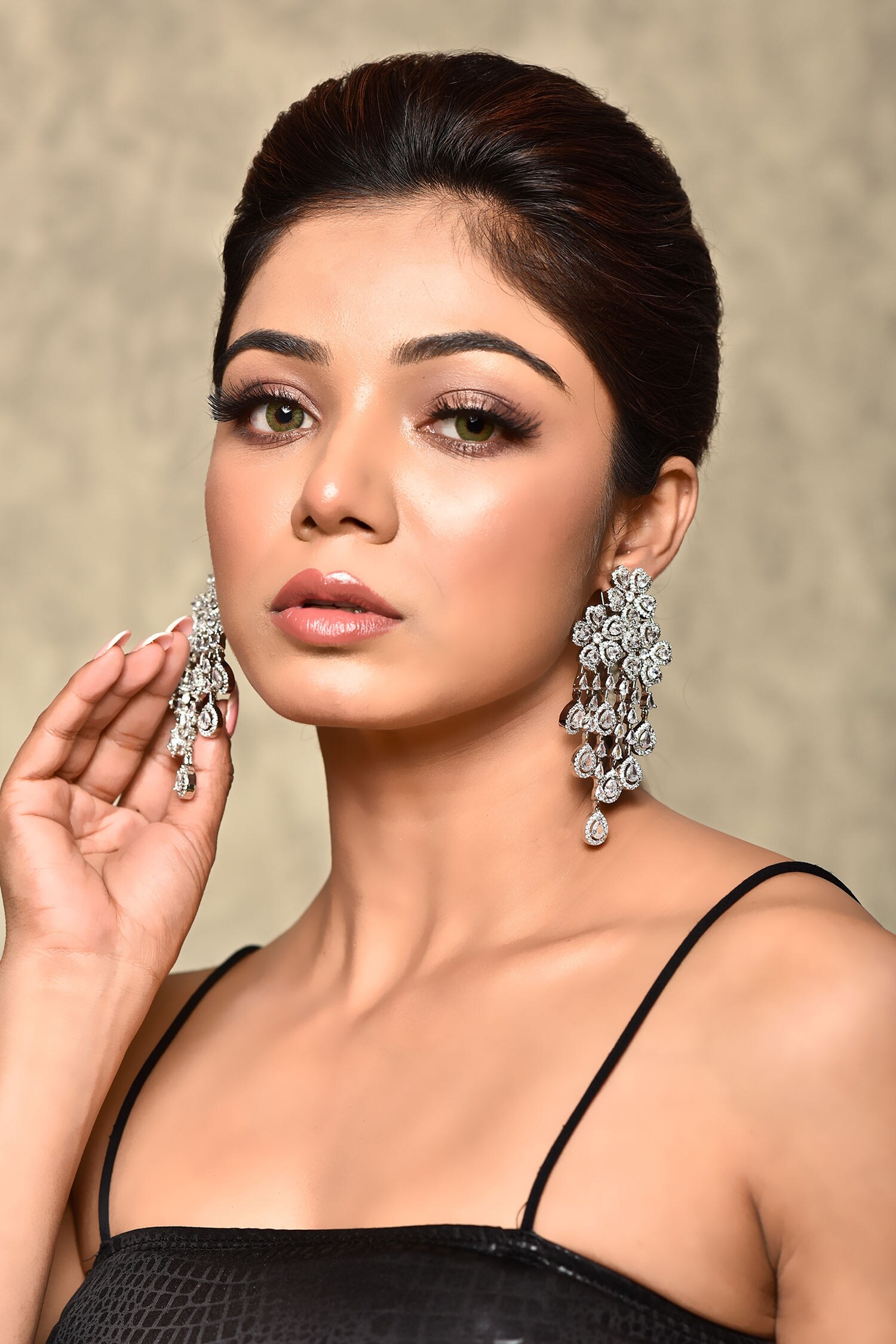 Buy Our Purple Studio Stone Embellished Dangler Earrings Online | Aza ...