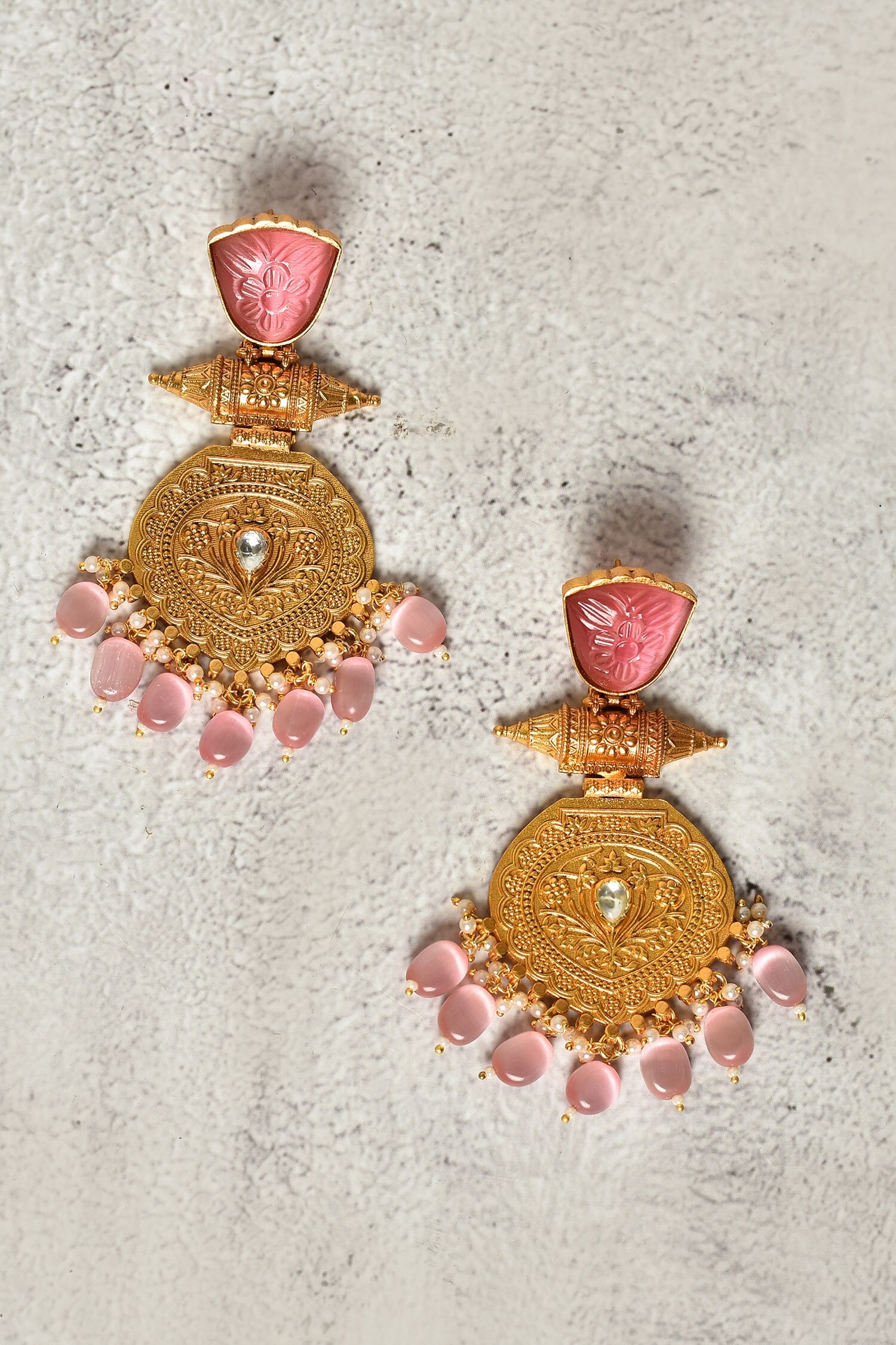 Buy Our Purple Studio Carved Stone Dangler Earrings Online | Aza Fashions