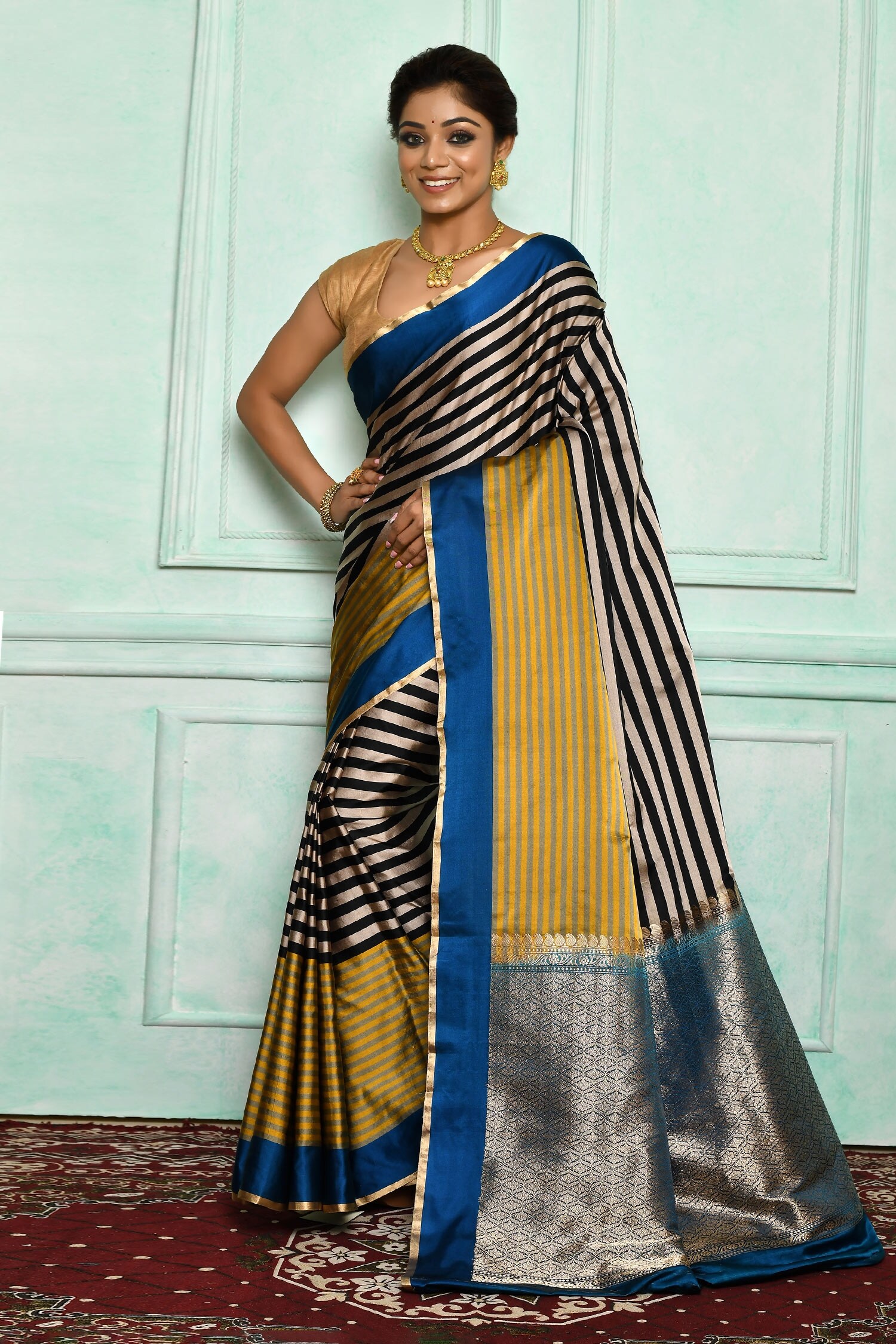 Buy Multi Color Pure Silk Handwoven Banarasi Motifs Saree For Women by ...