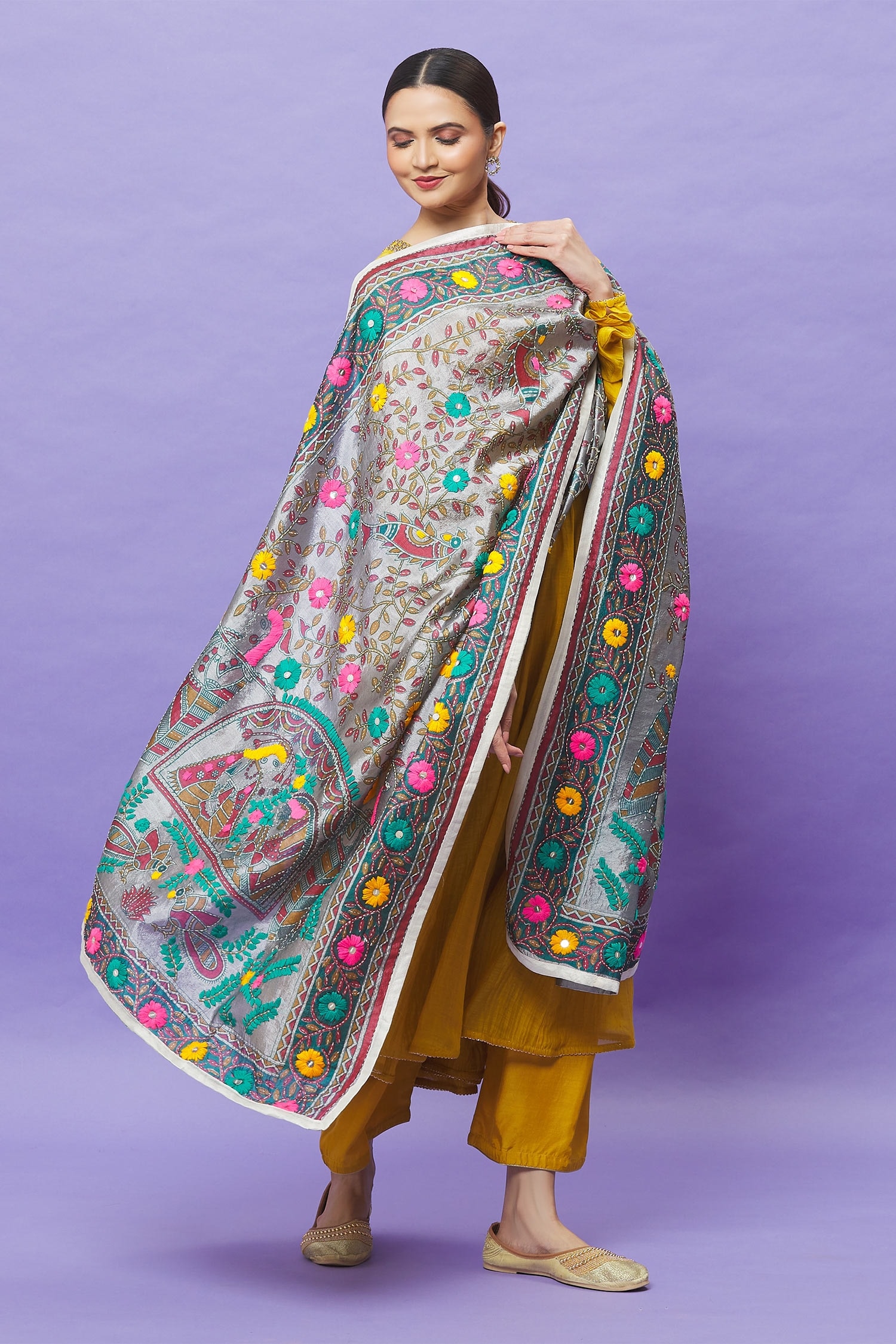 Buy Multi Color Cotton Silk Embroidered Phulkari Baraat Dupatta For ...