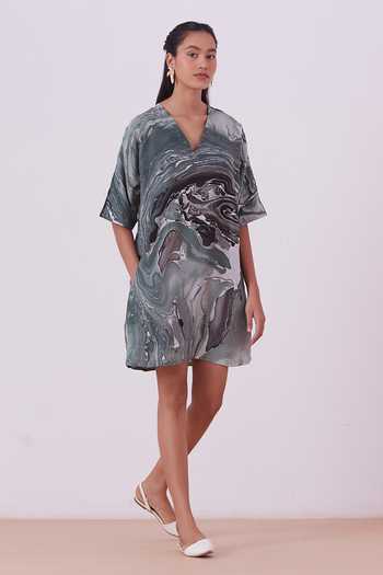 Buy The Summer House Black Stad Marble Pattern Dress Online | Aza Fashions
