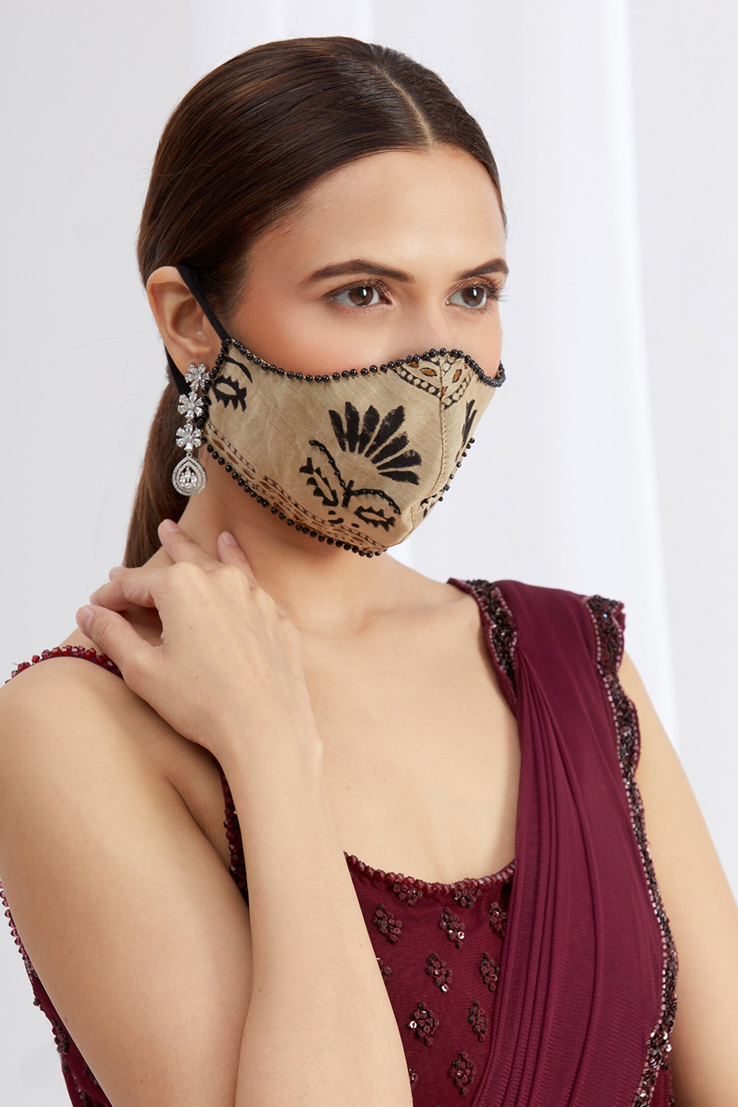 Buy ARPAN VOHRA Silk Chanderi Kalamkari Face Mask (single Pc) Online ...