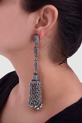 Buy Silver Plated Ghunghroo Erina Oxidised Long Earrings by 5Elements ...