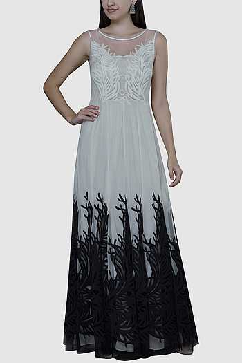 Buy Geisha Designs White Embroidered Gown Online | Aza Fashions