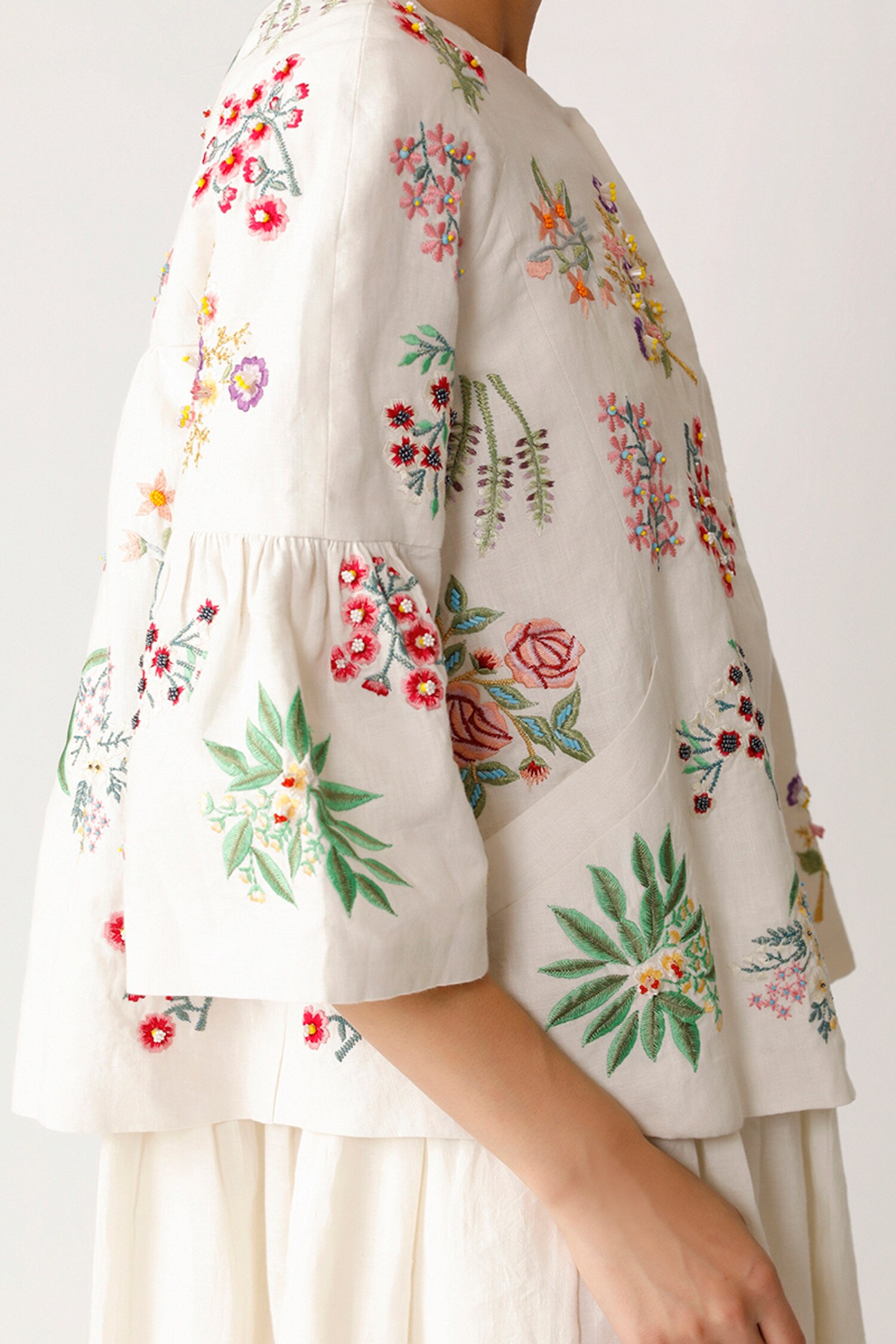 Buy Payal Pratap White Cotton Embroidered Jacket Online | Aza Fashions