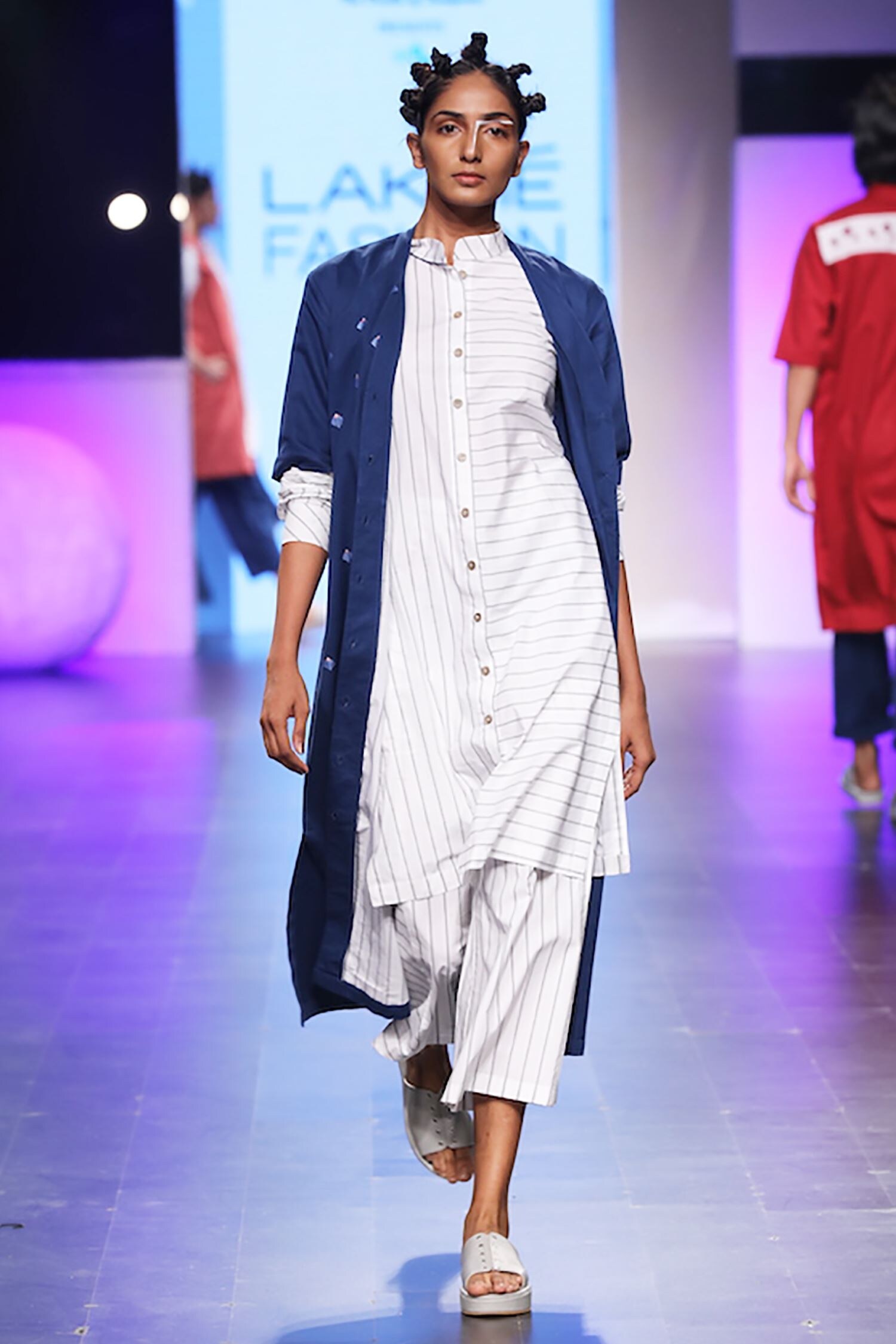 Buy The Pot Plant Clothing White Shirt Dress With Stripes Online | Aza ...