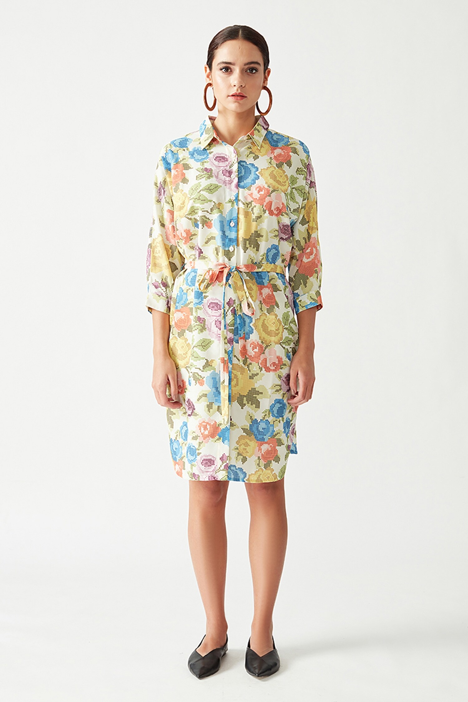 Buy Payal Pratap Ivory Crepe Cosette Rose Print Tunic Online | Aza Fashions