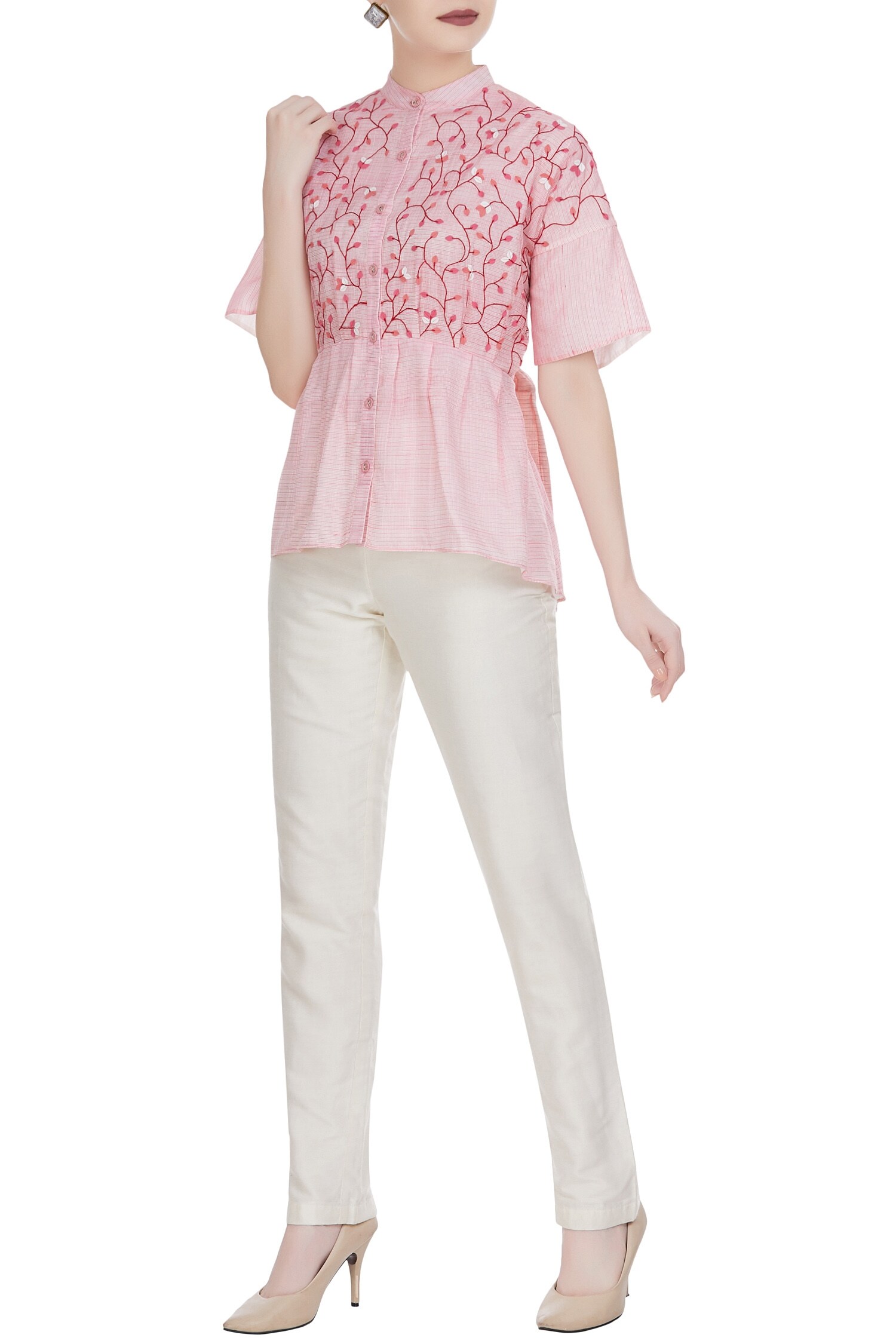 Buy Rimzim Dadu Pink Embroidered Shirt Online | Aza Fashions