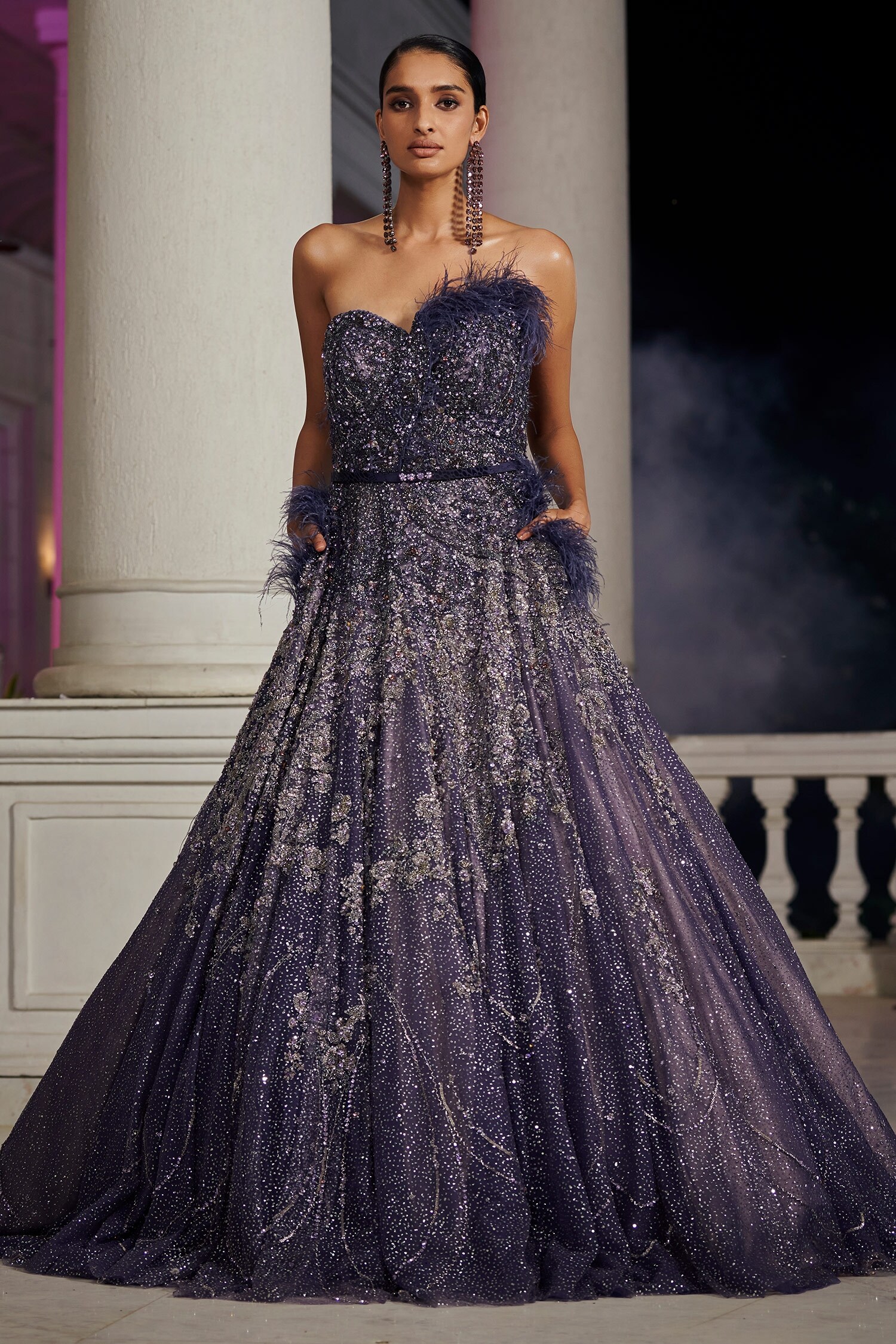 Buy Dolly J Blue Ruanna Shimmer Tulle Gown Online | Aza Fashions