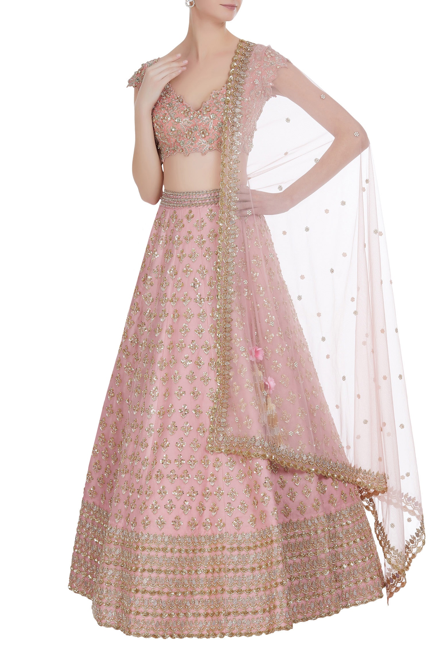 Buy Anushree Reddy Pink Embroidered Lehenga Set Online | Aza Fashions