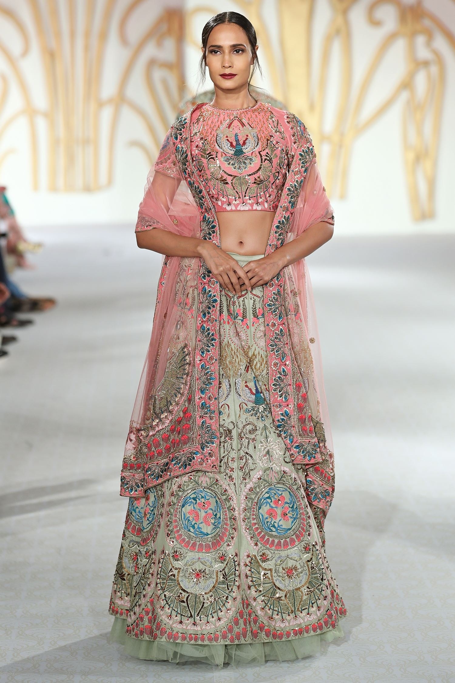 Buy Varun Bahl Green Embroidered Lehenga Set Online | Aza Fashions