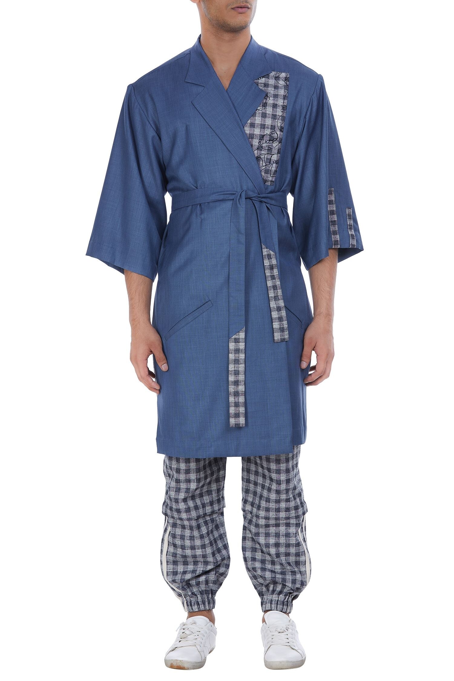 Buy Trench throw embroidered jacket by Two Point Two - Men at Aza Fashions