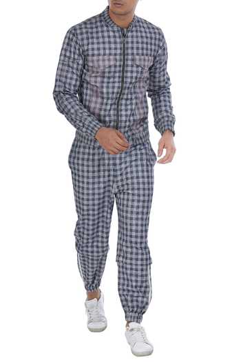Buy Two Point Two Grey Checkered Jacket With Pockets Online | Aza Fashions