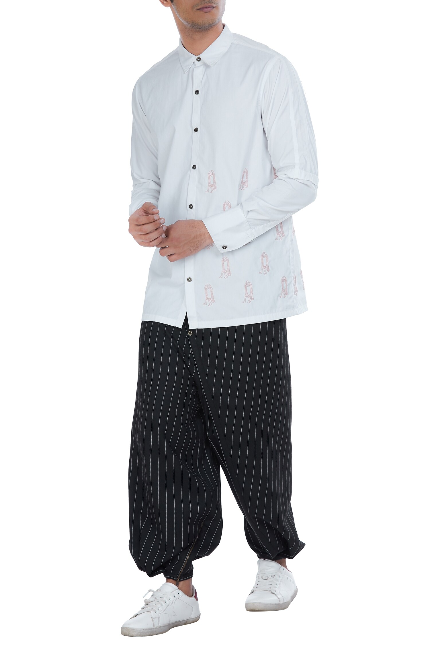 Buy Two Point Two White Hand Embroidered Shirt Online | Aza Fashions