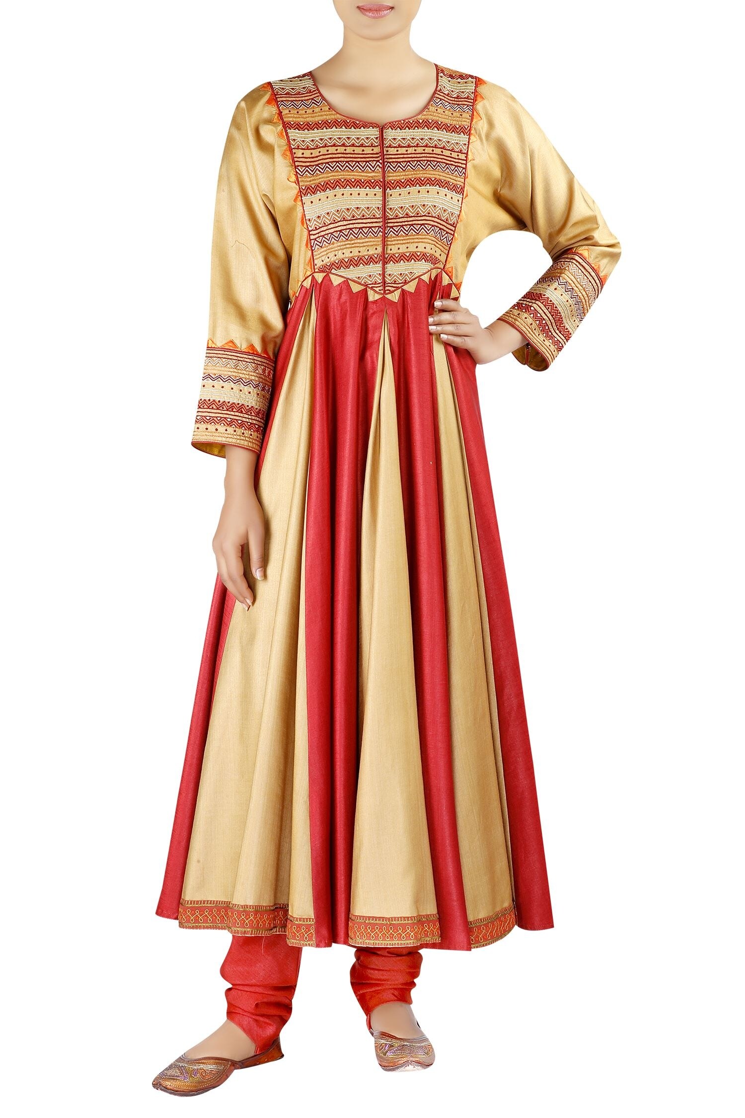 Buy Latha Puttanna Hand Embroidered Kurta With Churidar And Dupatta ...