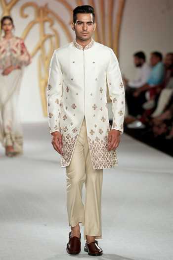 Buy Varun Bahl White Embroidered Sherwani Set Online | Aza Fashions