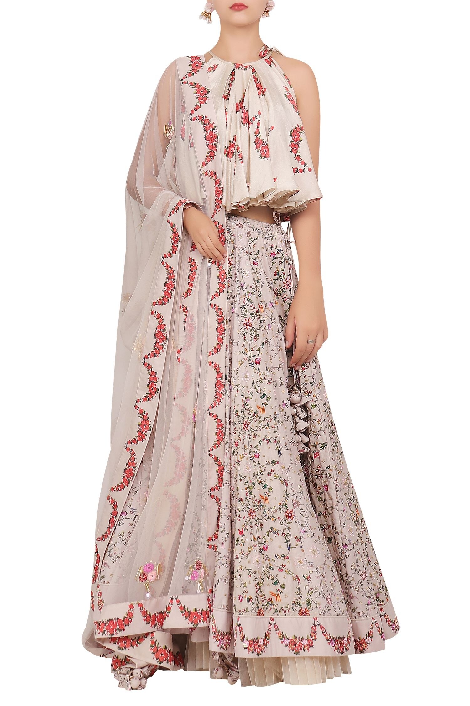 Buy Nikasha White Printed Lehenga Set Online | Aza Fashions