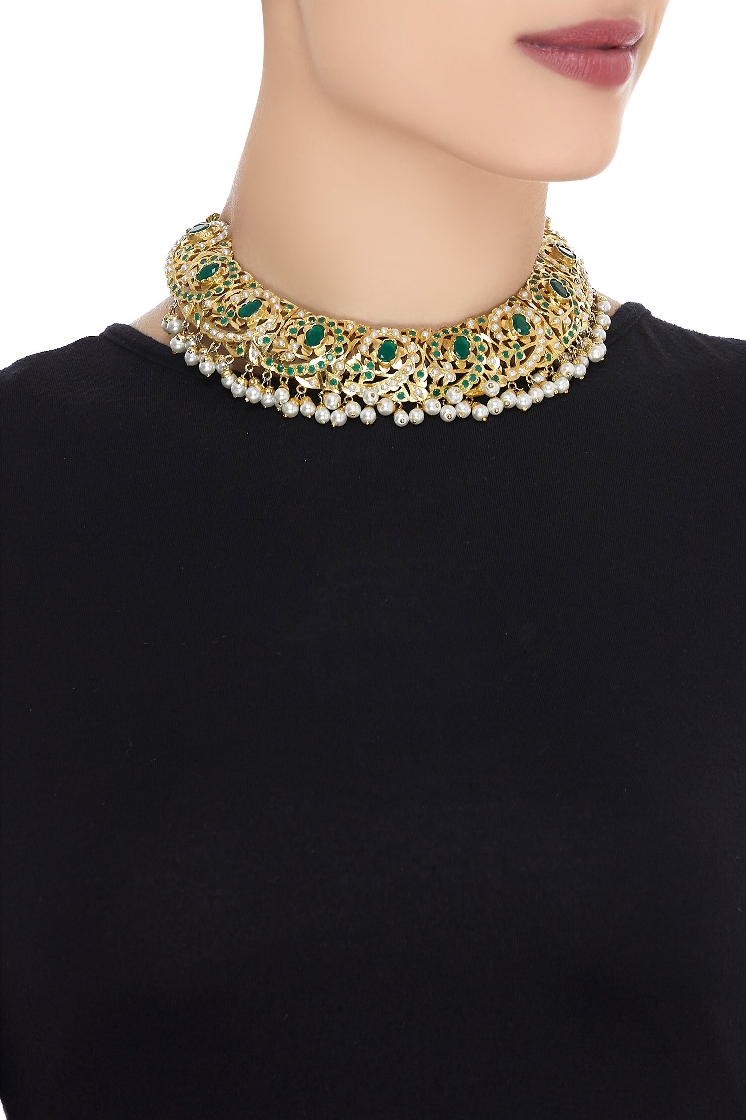 Buy Gewels by Mona Ruby Choker Necklace Online | Aza Fashions