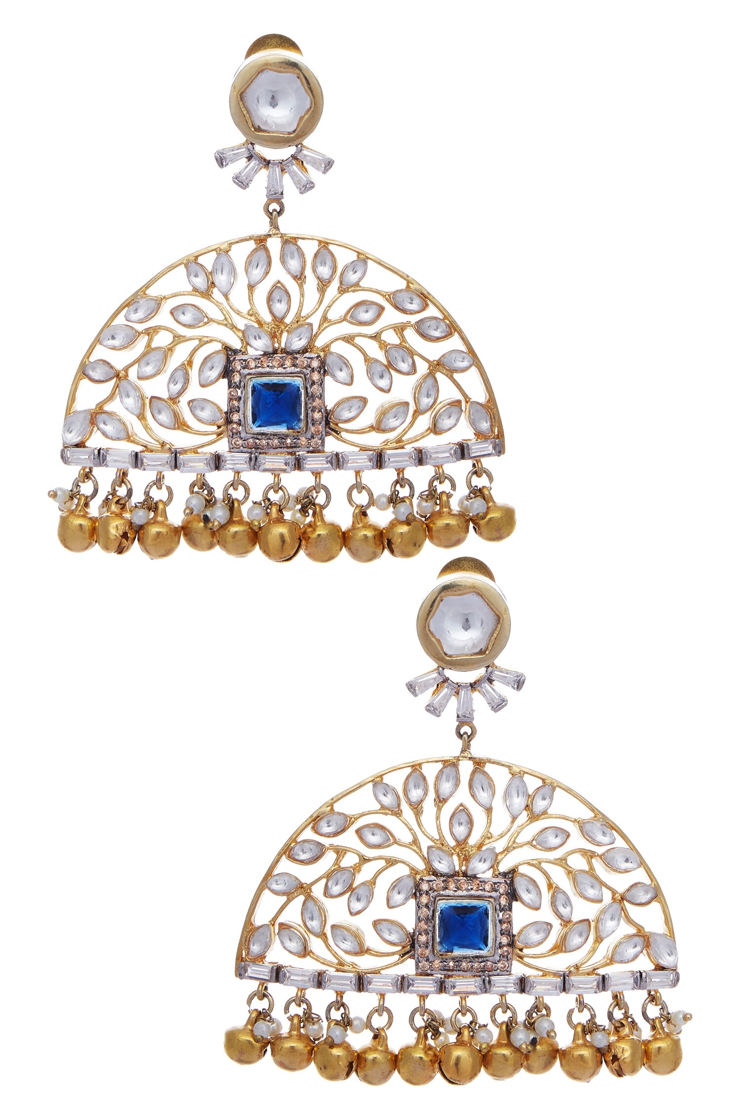 Buy Nepra by Neha Goel Stone And Pearl Chandbali Earrings Online | Aza ...