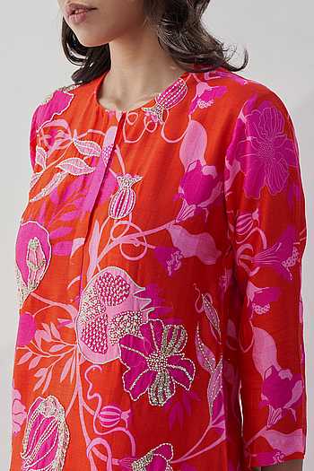Buy Archana Shah Red Silk Symphony Pomo Pattern Sharara Set Online ...