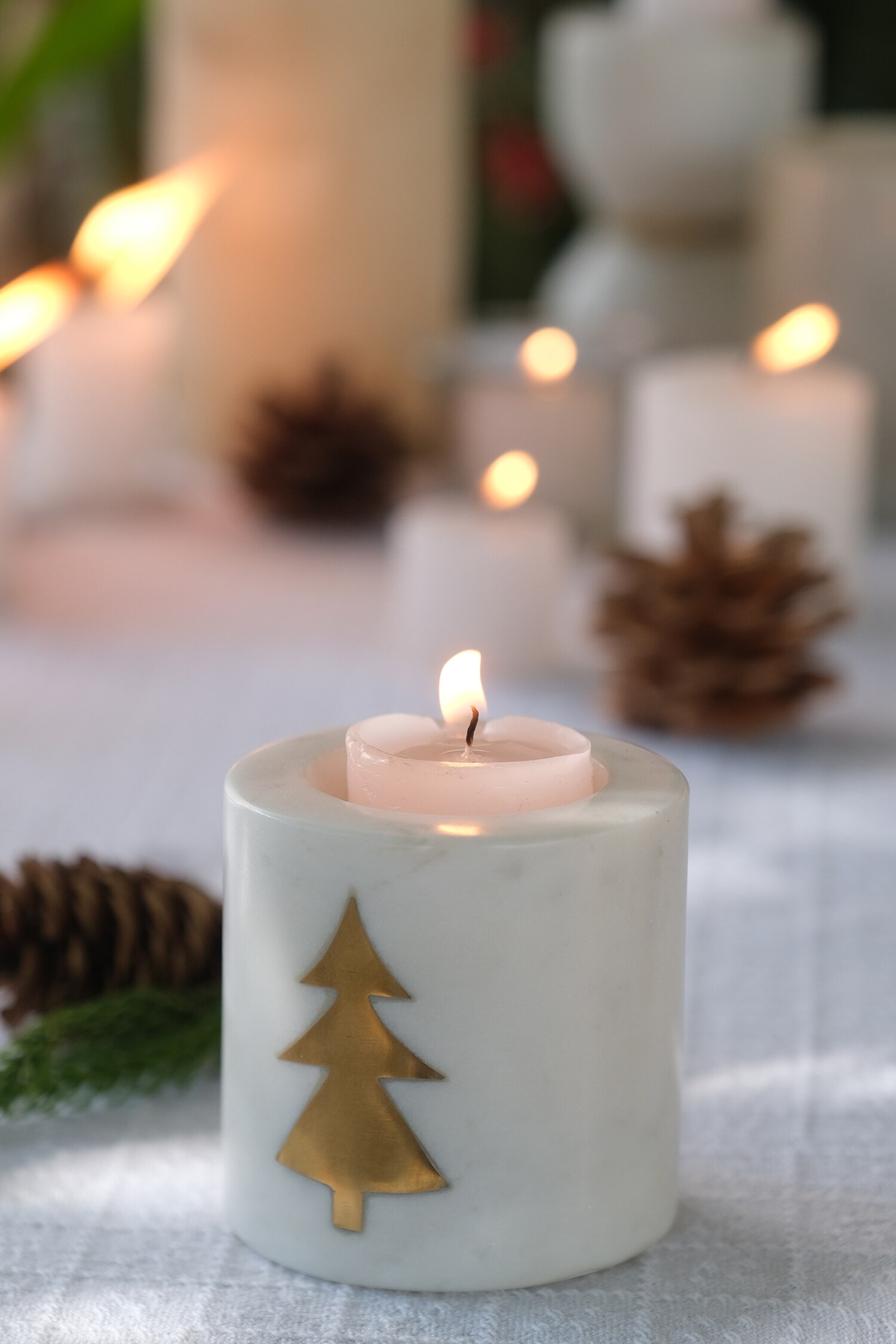 Buy Kaksh Studio Christmas Tree Marble Table Top Candle Holder - Single ...