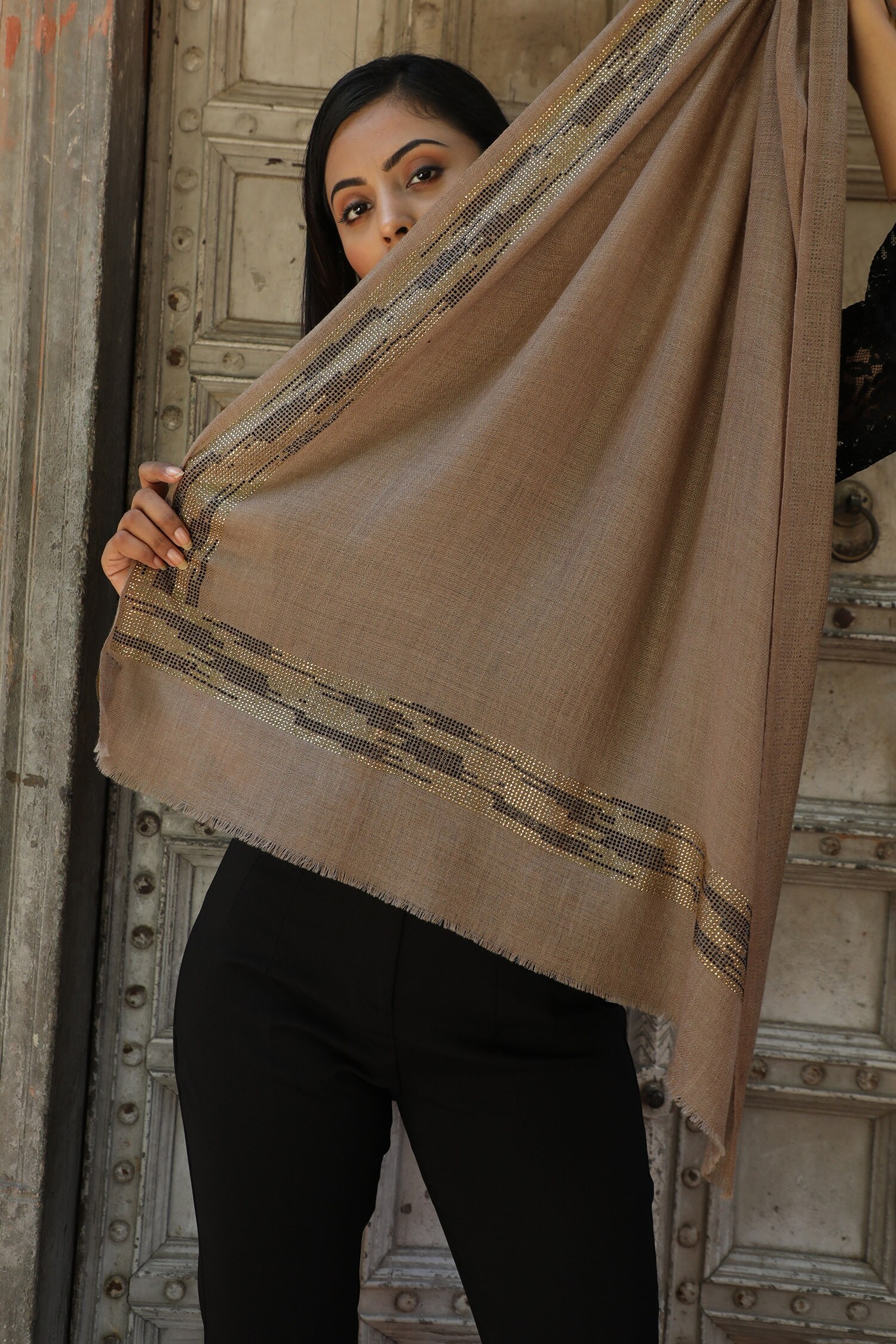 Buy Dusala Shawls Handwoven Stone Work Shawl Online | Aza Fashions
