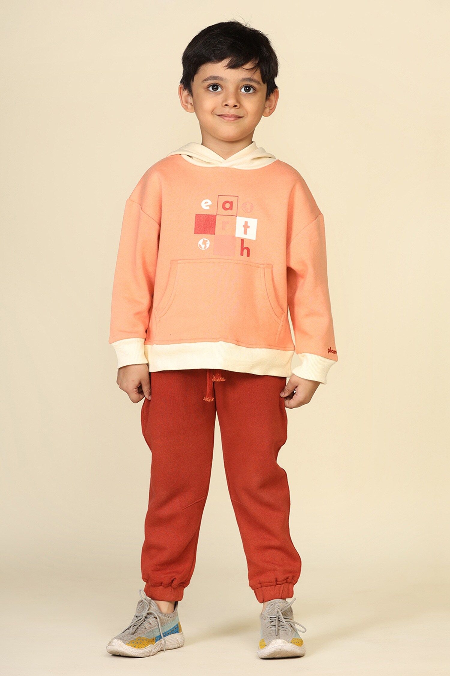 Buy Miko Lolo Pink Color Blocked Printed Hoodie And Joggers Set For ...