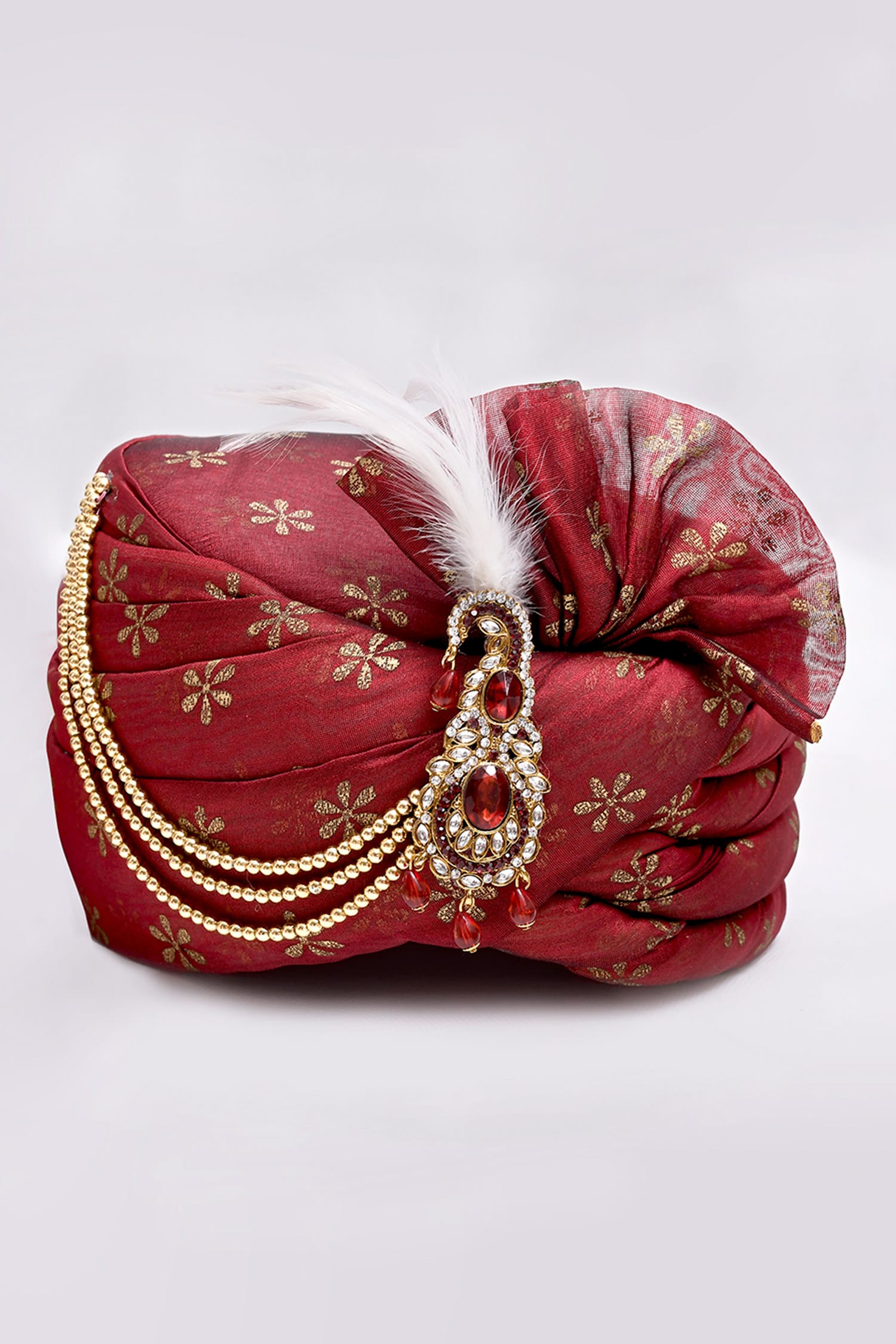 Buy Arihant Rai Sinha Maroon Printed Safa Online | Aza Fashions