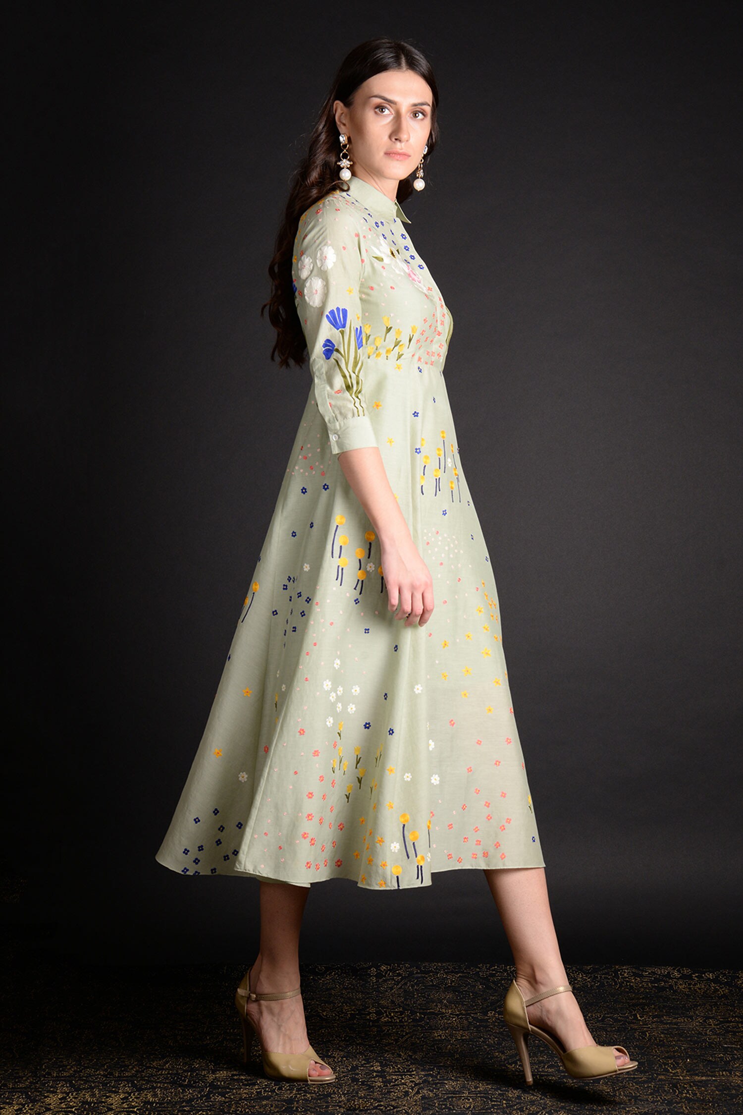 Buy Sahil Kochhar Aaina Handcrafted Midi Dress Online | Aza Fashions