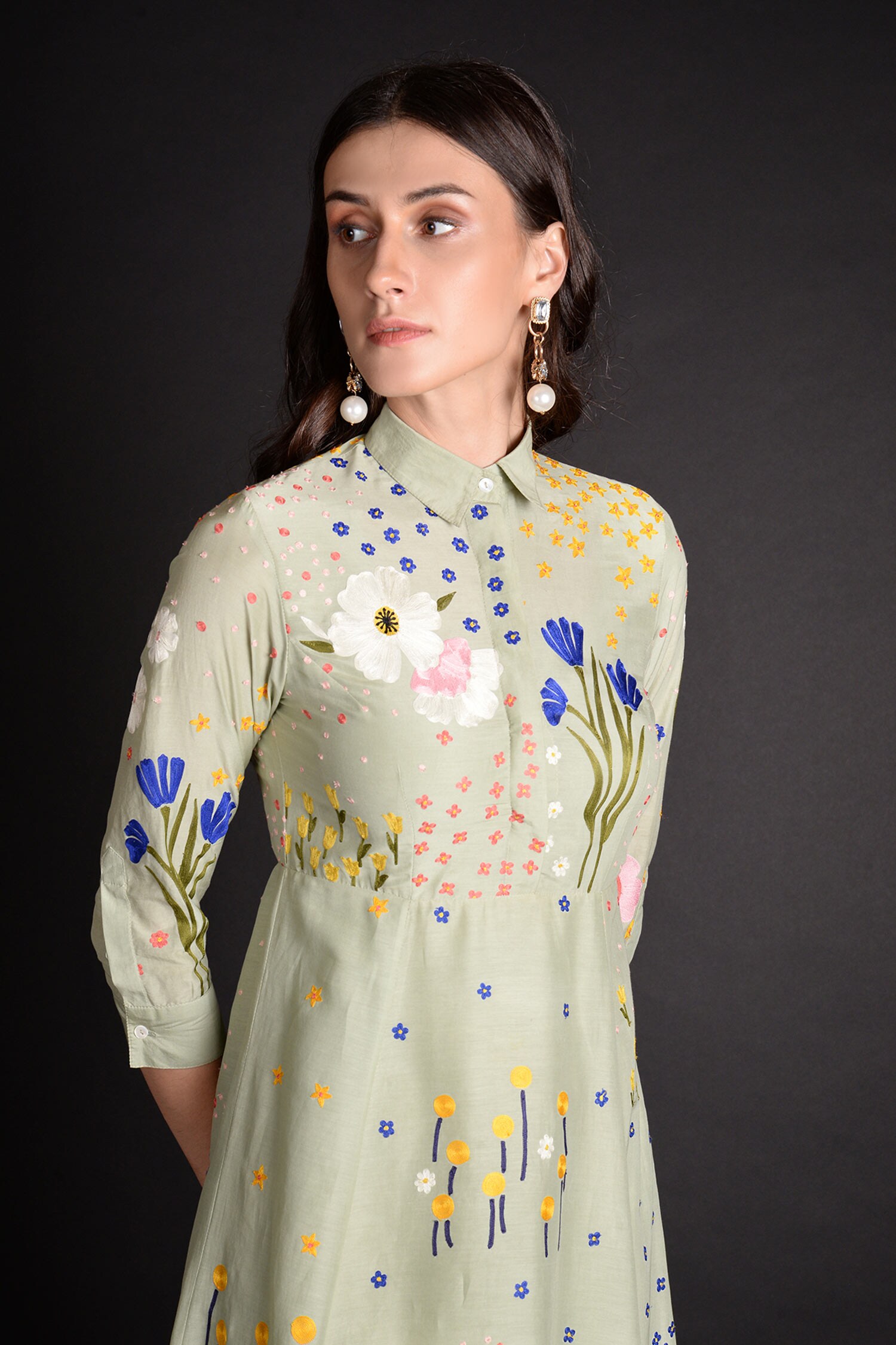 Buy Sahil Kochhar Aaina Handcrafted Midi Dress Online | Aza Fashions