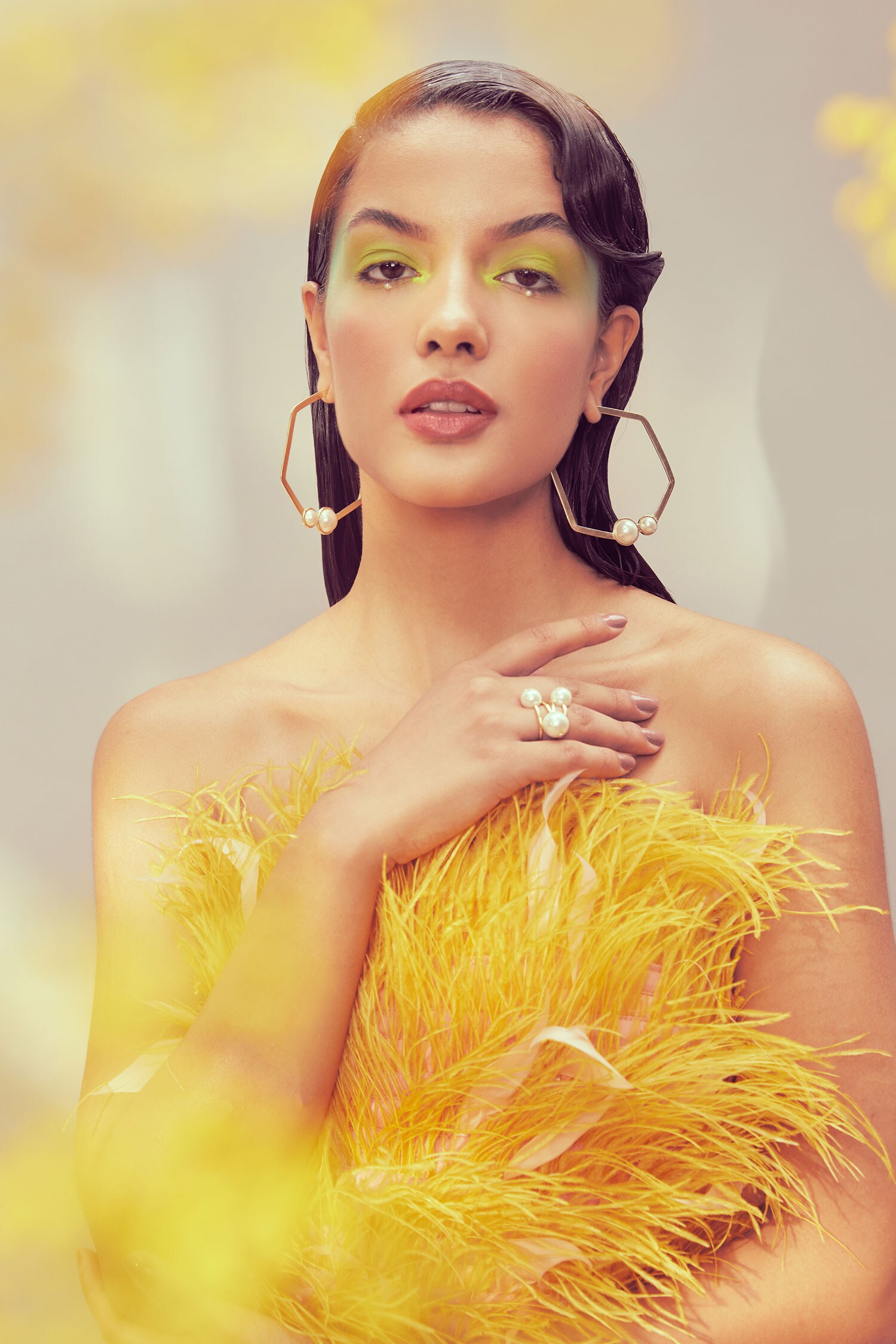 Buy Gold Plated Pearl And Metal Hoop Earrings by Anaash Online at Aza ...