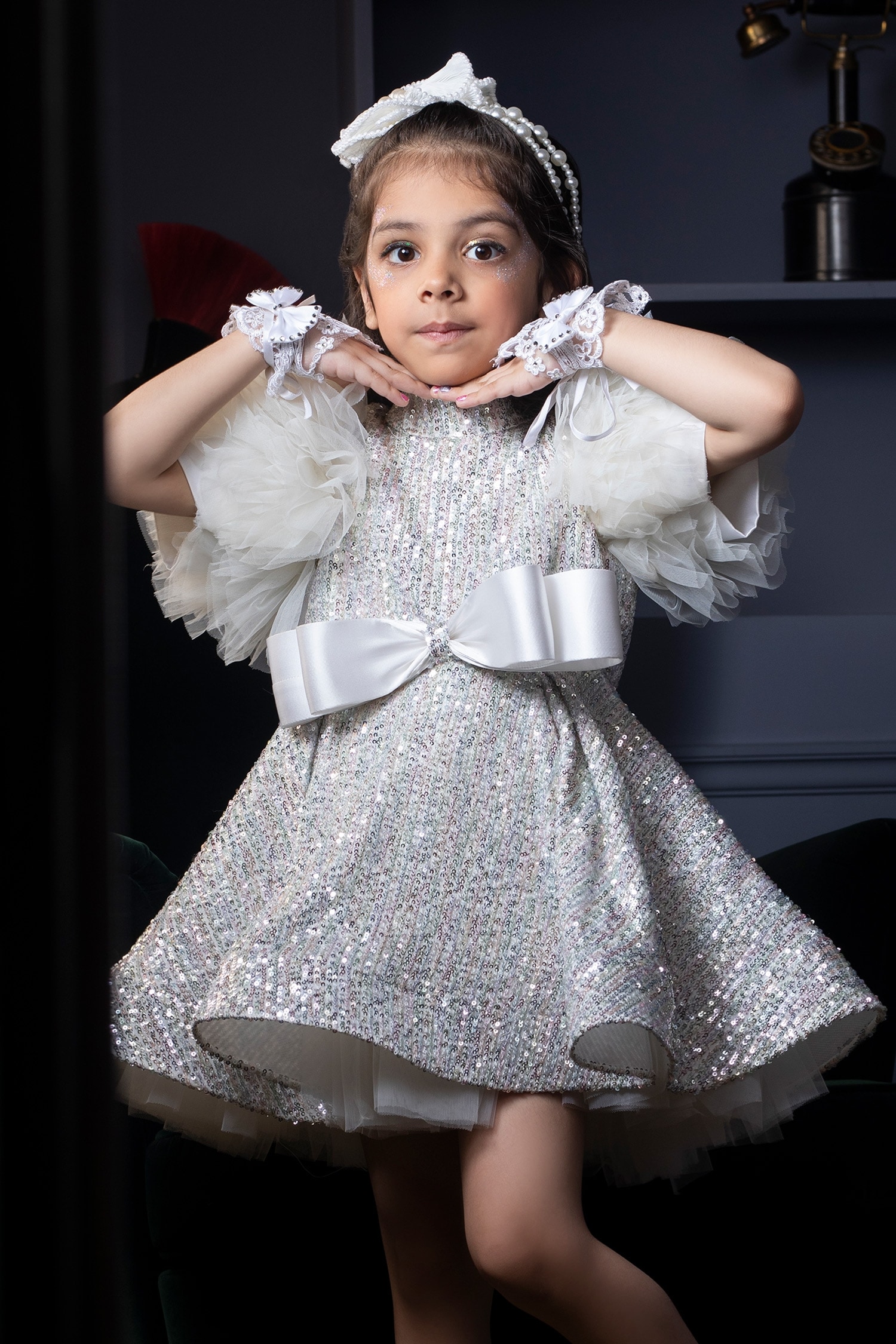 Buy White Embroidered Work Afterglow Dress For Girls by Hoity Moppet ...