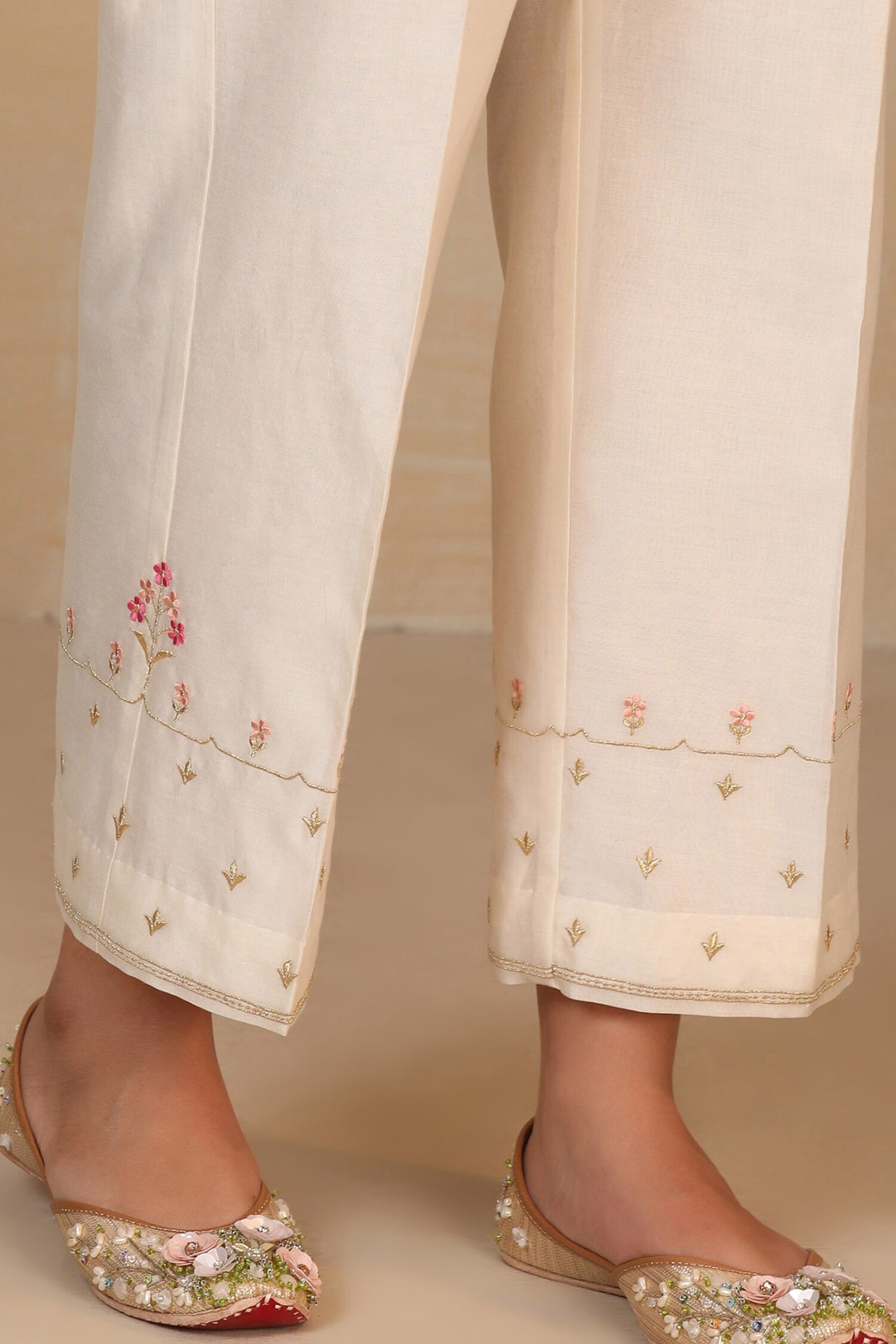 Buy Anantaa by Roohi White Silk Chanderi Pant Online | Aza Fashions
