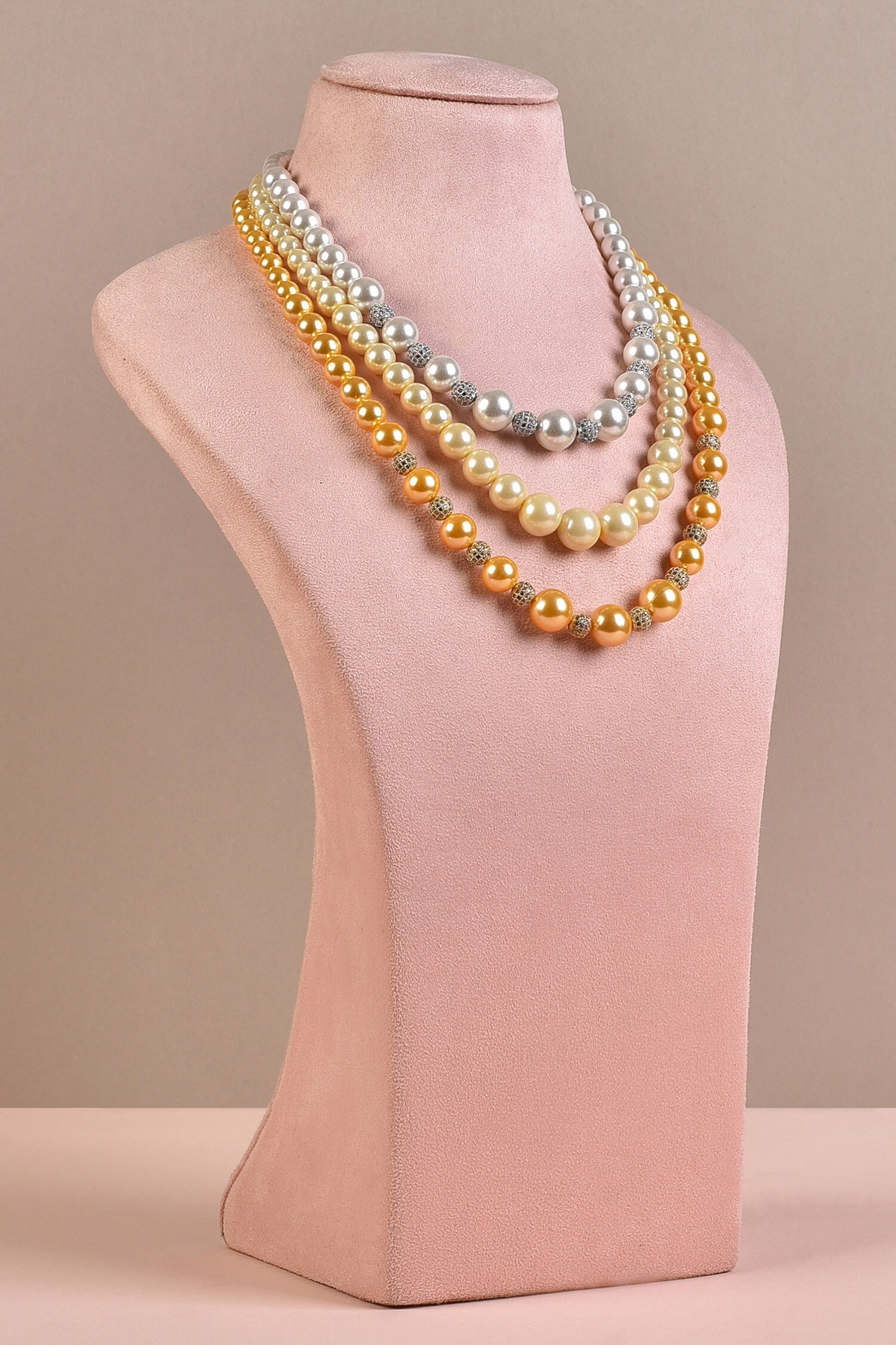 Buy Multi Color Pearl Manufactured Colorblock Layered Necklace by ...
