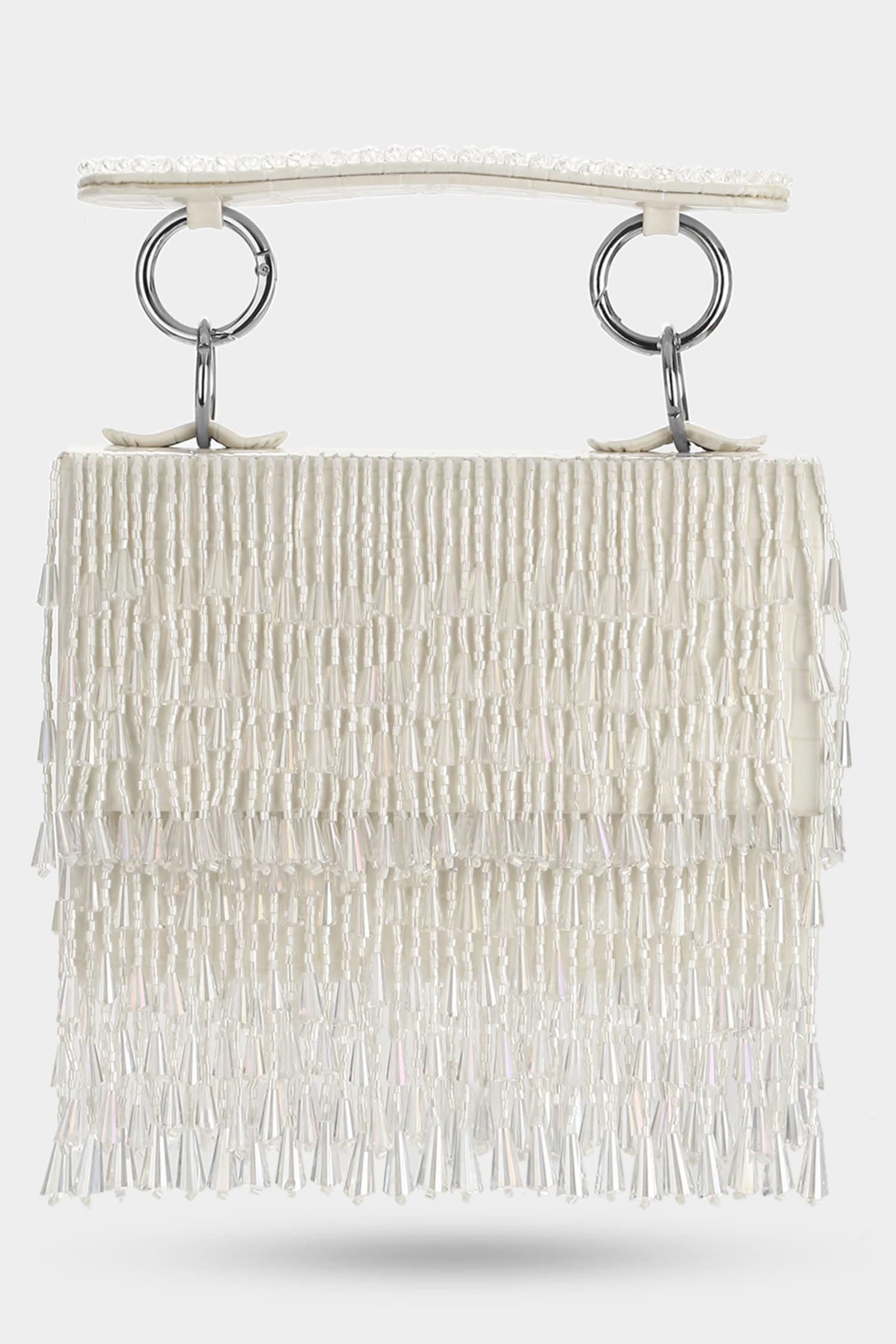 Buy Aanchal Sayal Crystal Tassel Mini Flap Bag Online | Aza Fashions