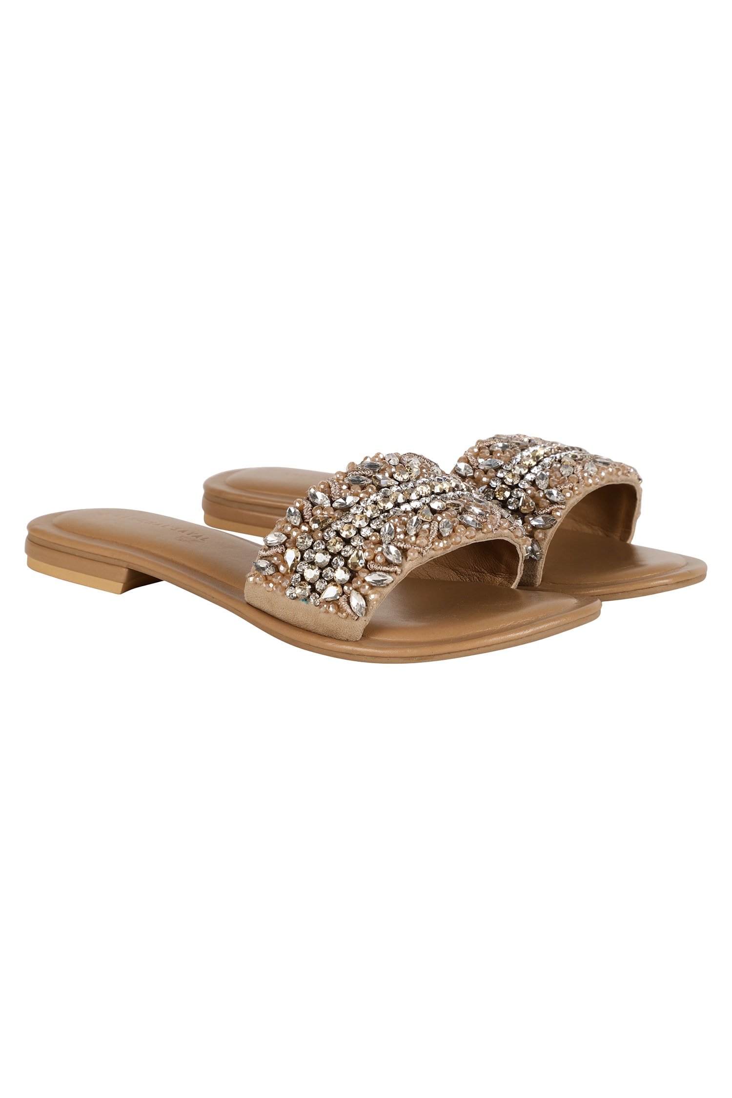 Buy Gold Stones Embellished Sliders by Aanchal Sayal Online at Aza ...