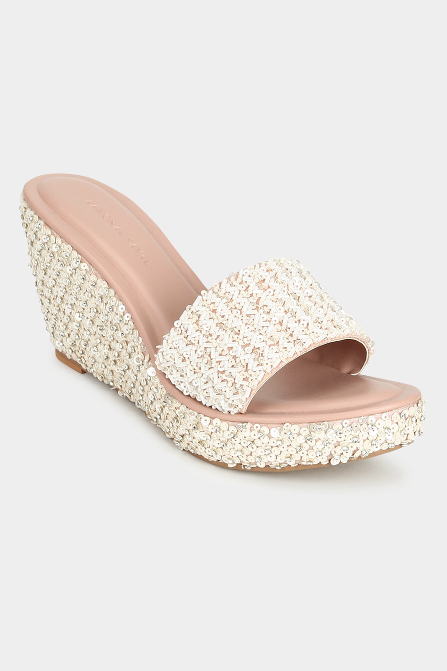 Buy White Embroidered Handcrafted Alexi Wedges by Aanchal Sayal Online ...