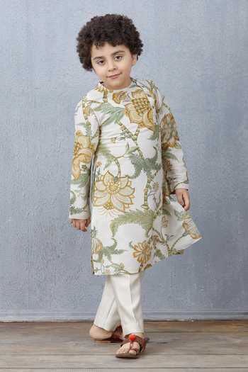 Buy Torani White Sarso Chintz Pulkit Kurta And Pant Set For Boys Online ...
