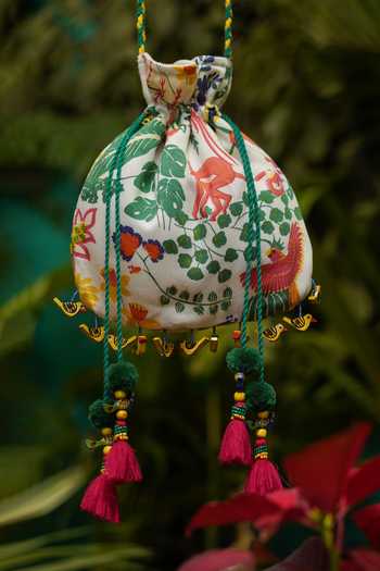 Buy Baise Gaba- Accessories Modal Satin Printed Potli Bag Online | Aza ...