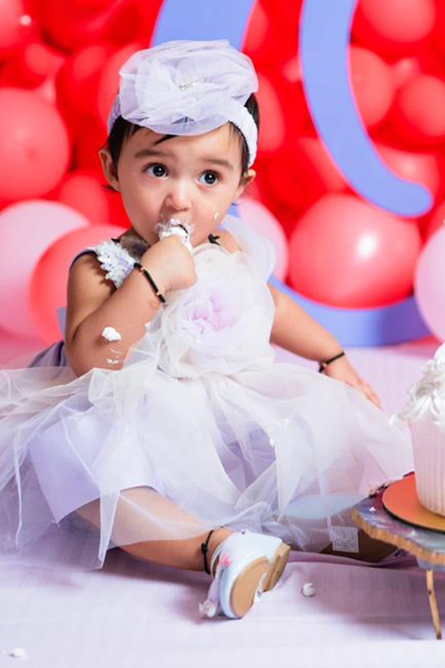 Buy Pink Taffeta Silk One Shoulder Layered Dress For Girls by Coco ...