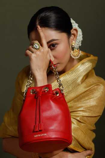 Buy Red Bombay Nappa Leather Potli Bag by Tan & Loom Online at Aza ...