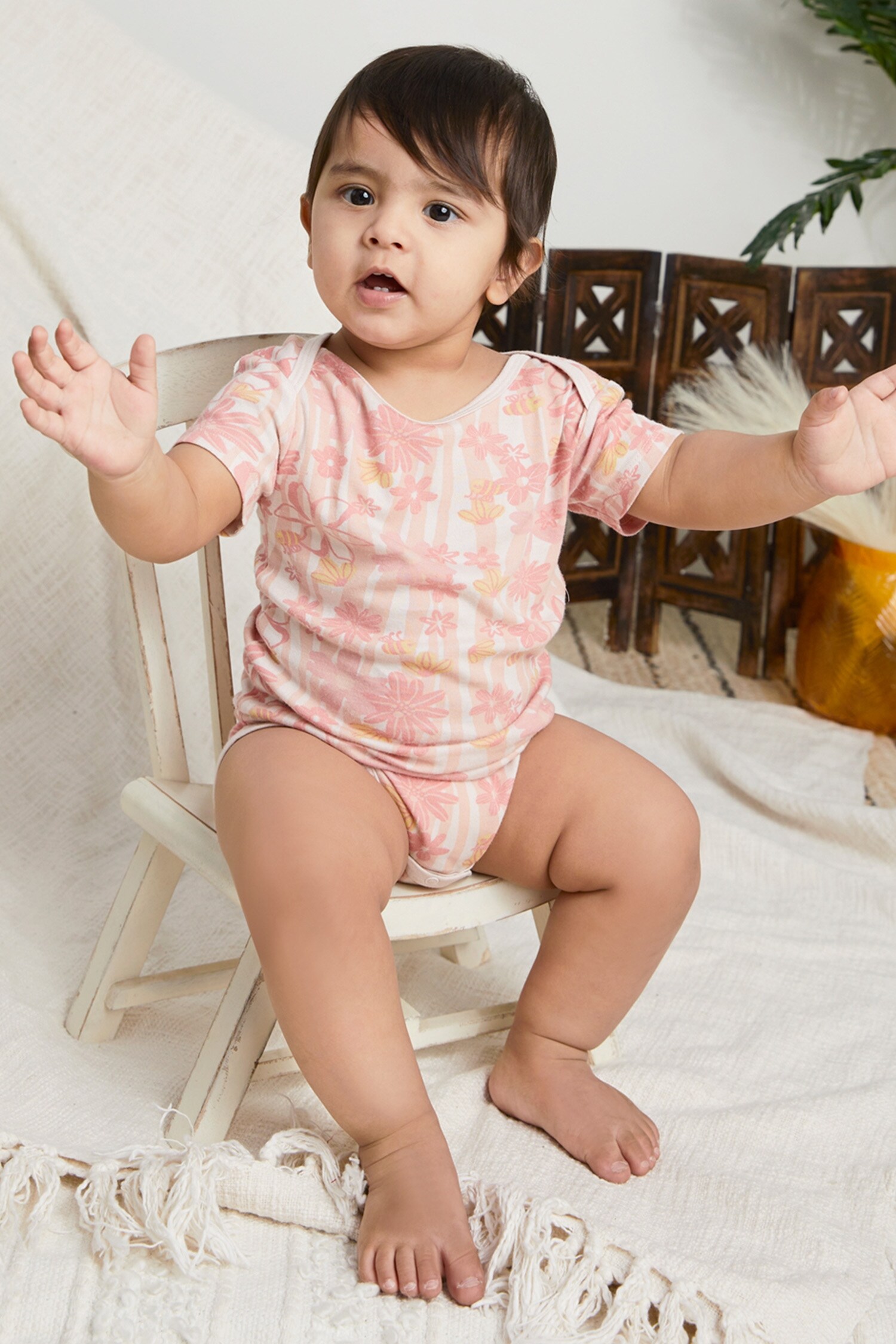 Buy Miko Lolo Pink Blooming Nectar Floral Print Onesie For Girls Online ...