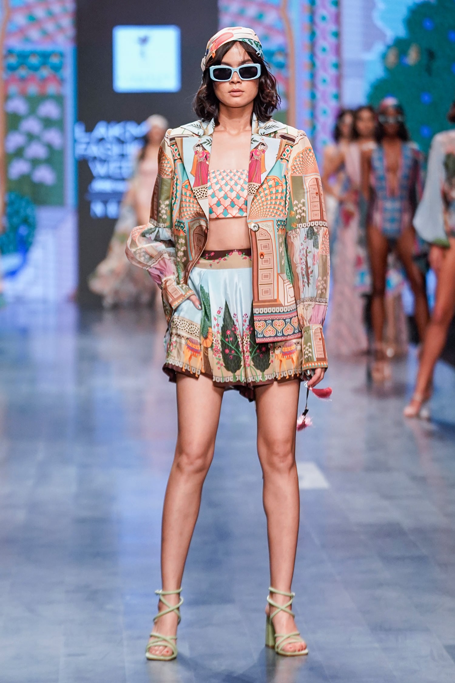 Buy Multi Color Crepe Botanical Chantae Pleated Shorts For Women by ...