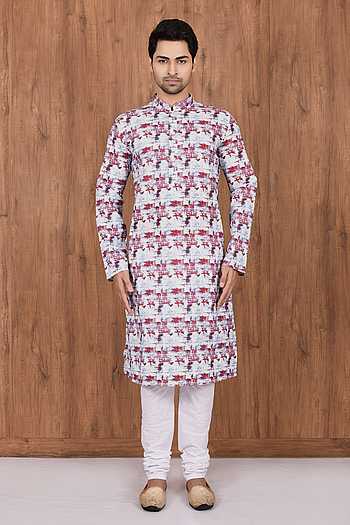 Buy White Cotton Printed Churidar For Men by Aryavir Malhotra Online at ...