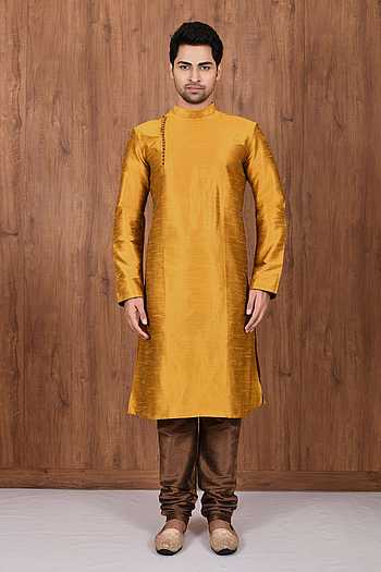 Buy Brown Dupion Silk Printed Churidar For Men by Aryavir Malhotra ...