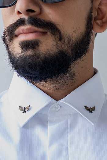 Buy Cosa Nostraa Gold Flying Eagle Collar Tips Online | Aza Fashions